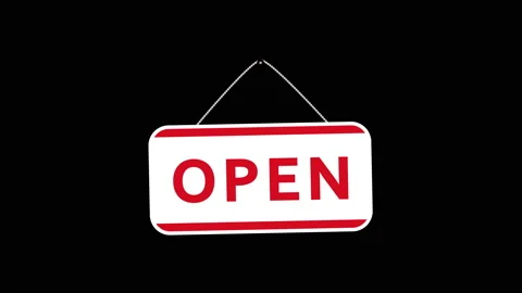 An Open Red Sign Animation on Black Back... | Stock Video | Pond5