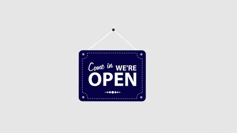 Open sign. We're Open door sign animated... | Stock Video | Pond5