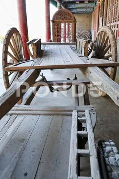 Open-two wheeled-seatless-springless-double pole cart. Dafo Si Temple ...