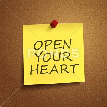Open your heart words on post-it ~ Clip Art #42320879