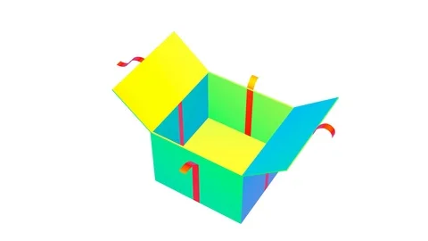 Opened Colorful Gift Box on White Backgr... | Stock Video | Pond5