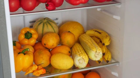 Opened fridge full of fresh colorful ora... | Stock Video | Pond5