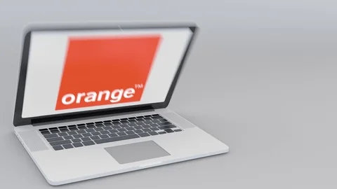 Opening and closing laptop with Orange S... | Stock Video | Pond5