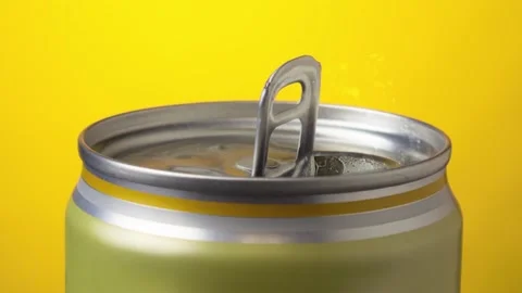 Opening beverage tin can with water drop... | Stock Video | Pond5