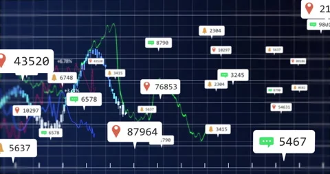 Opening on blue grid, chart visualizing ... | Stock Video | Pond5