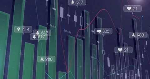 Opening chart launching green bars weavi... | Stock Video | Pond5