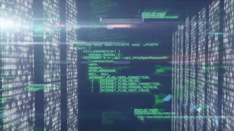 Opening corridor, code pillars scrolling... | Stock Video | Pond5