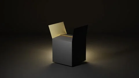 Opening magic box with golden glow and l... | Stock Video | Pond5
