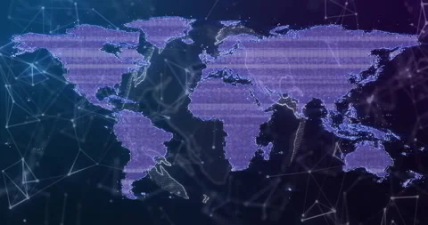 Opening networked world map fading and s... | Stock Video | Pond5