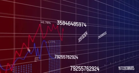 Opening with red-to-blue 3D grid, chart ... | Stock Video | Pond5