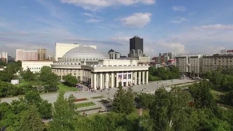 Opera theater in Novosibirsk side view a... | Stock Video | Pond5