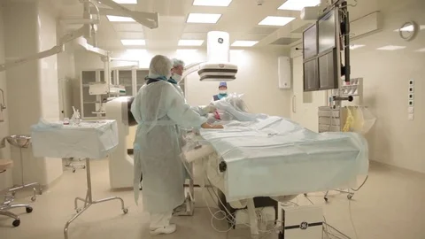 operation in angiographic operation room | Stock Video | Pond5