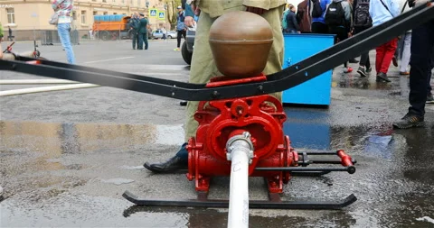 operation of fire hand pump with connect... | Stock Video | Pond5