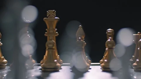 Opponent's view of gold chess pieces on ... | Stock Video | Pond5