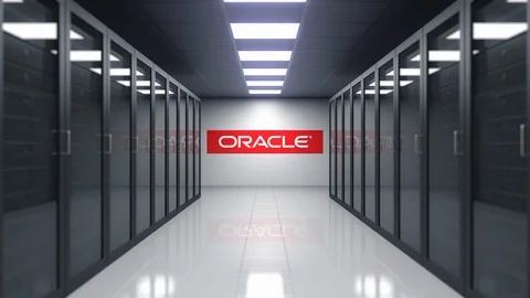 Oracle Corporation logo on the wall of t... | Stock Video | Pond5