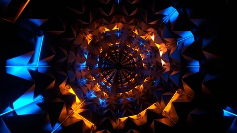 Orange and Blue Neon Light in Spikes Tun... | Stock Video | Pond5
