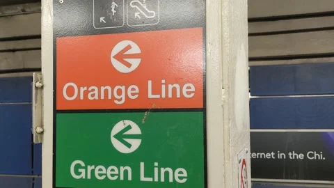 Orange and Green Line CTA Signage | Stock Video | Pond5