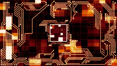 Orange and red color circuit background | Stock Video | Pond5