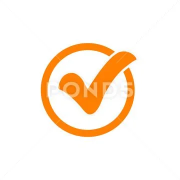Orange check mark icon. Tick symbol in orange color, vector ...