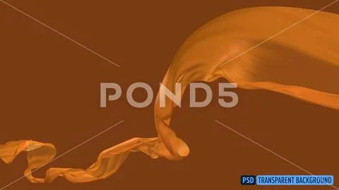 PSD Template: Orange cloth flying the wind isolated on transparency ...