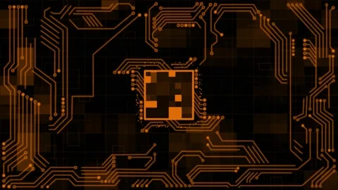 Orange color circuit background | Stock Video | Pond5