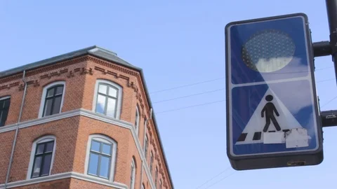 Orange Crosswalk warning light flashing ... | Stock Video | Pond5