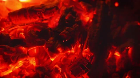 Orange fire burn of charcoal in hell, in... | Stock Video | Pond5