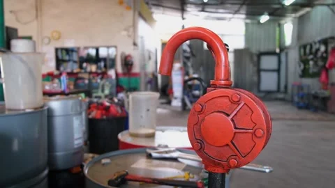 Orange Hand Crank Fuel Pump seen at an A... | Stock Video | Pond5
