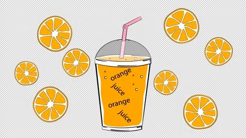 Orange juice. Animation on a blank backg... | Stock Video | Pond5