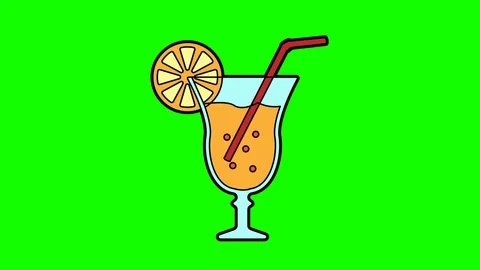 Orange juice animation green screen. 2D ... | Stock Video | Pond5