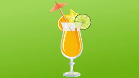 orange juice in glass drink 2d animated... | Stock Video | Pond5