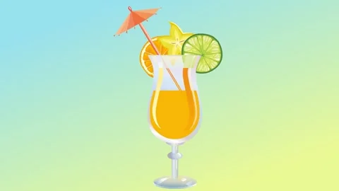 orange juice in glass drink 2d animated... | Stock Video | Pond5