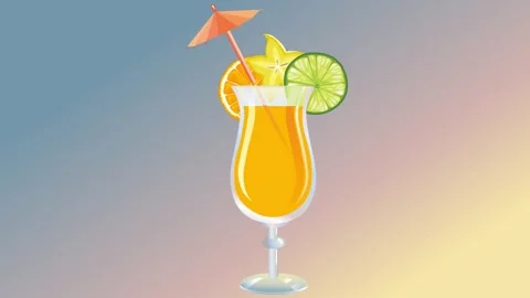 orange juice in glass drink 2d animated... | Stock Video | Pond5
