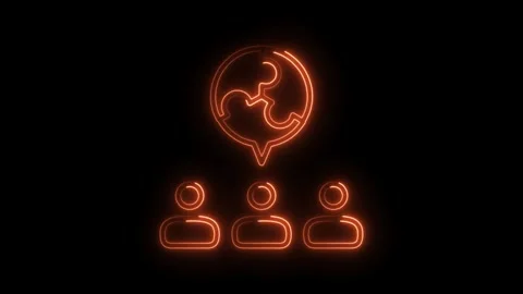 Orange neon teamwork concept glowing on ... | Stock Video | Pond5