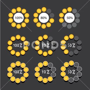 Orange preloaders and progress loading bars Illustration #69780476