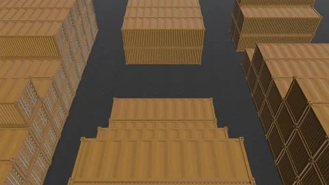 Orange shipping containers loop top view | Stock Video | Pond5