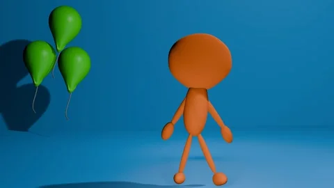 Orange stick man character dancing on bl... | Stock Video | Pond5