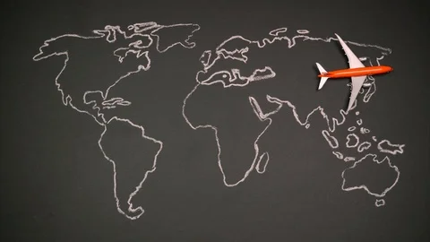 Orange toy plane moving on world map. St... | Stock Video | Pond5