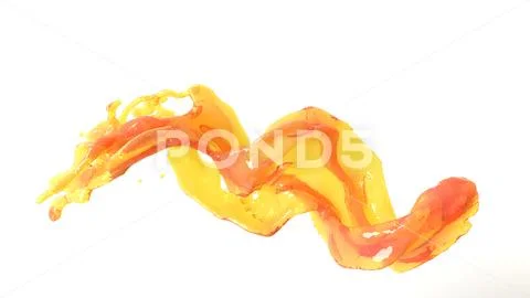 Orange water splash flow wavy render 3d white background: Royalty Free ...