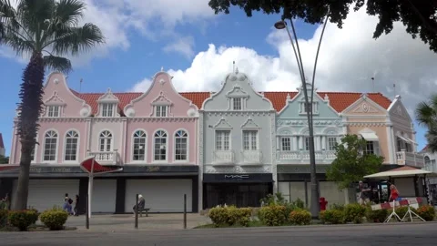 Oranjestad, ArubaColorful Dutch colonial... | Stock Video | Pond5