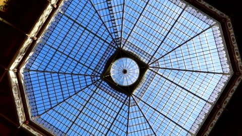 Orbit shot around glass roof of Palacio ... | Stock Video | Pond5