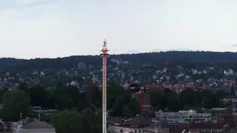 Orbit shot around tall tower with neon l... | Stock Video | Pond5