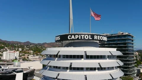 an orbit shot of the Capital Records bui... | Stock Video | Pond5