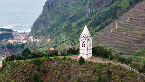 Orbit shot of tower chapel of our lady o... | Stock Video | Pond5