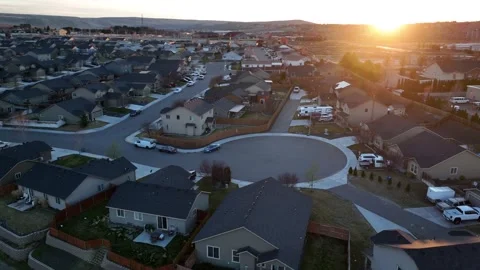 Orbiting aerial view of a cul de sac in ... | Stock Video | Pond5