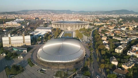 Orbiting Drone Shot Above Budapest Arena... | Stock Video | Pond5