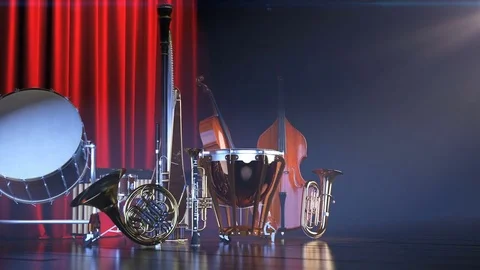 Orchestra symphonic musical instruments ... | Stock Video | Pond5