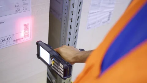 Order picker scanning barcode while usin... | Stock Video | Pond5