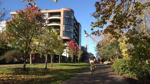 Oregon buildings in Corvallis and path i... | Stock Video | Pond5