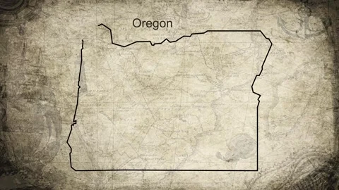 Oregon map drawn on a cartography backgr... | Stock Video | Pond5